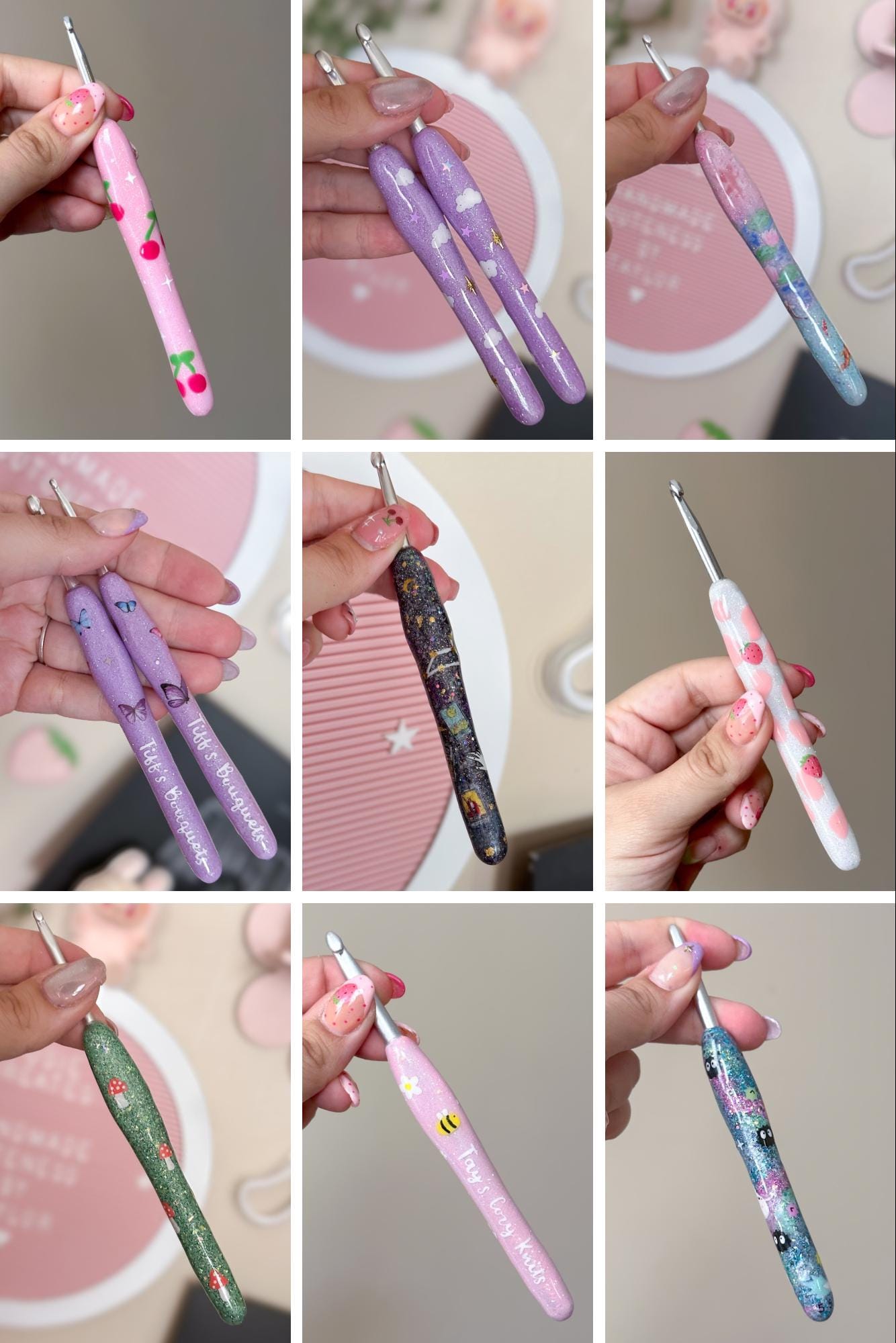 Custom Crochet Hook Set • 10 Piece Hand Painted Custom Hook Set - Etsy