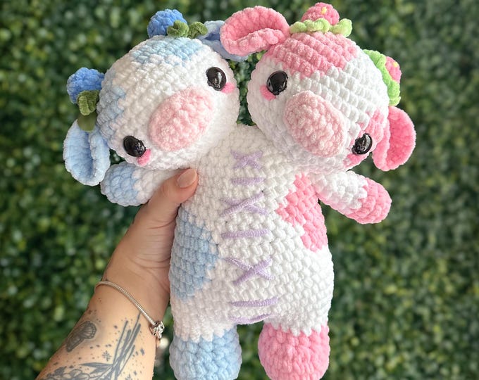 Two Head Moo • Berry Smoothie Cow • Crochet Plushie Amigurumi - Etsy