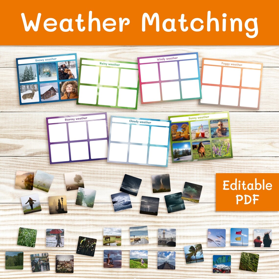 Types of weather sorting game. Climate learning for preschool | Etsy