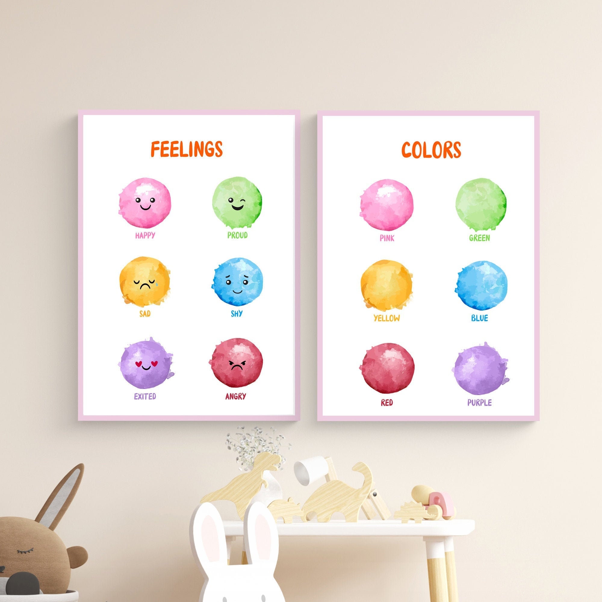 Emotions and Colors Poster Educational Posters Kids Room | Etsy