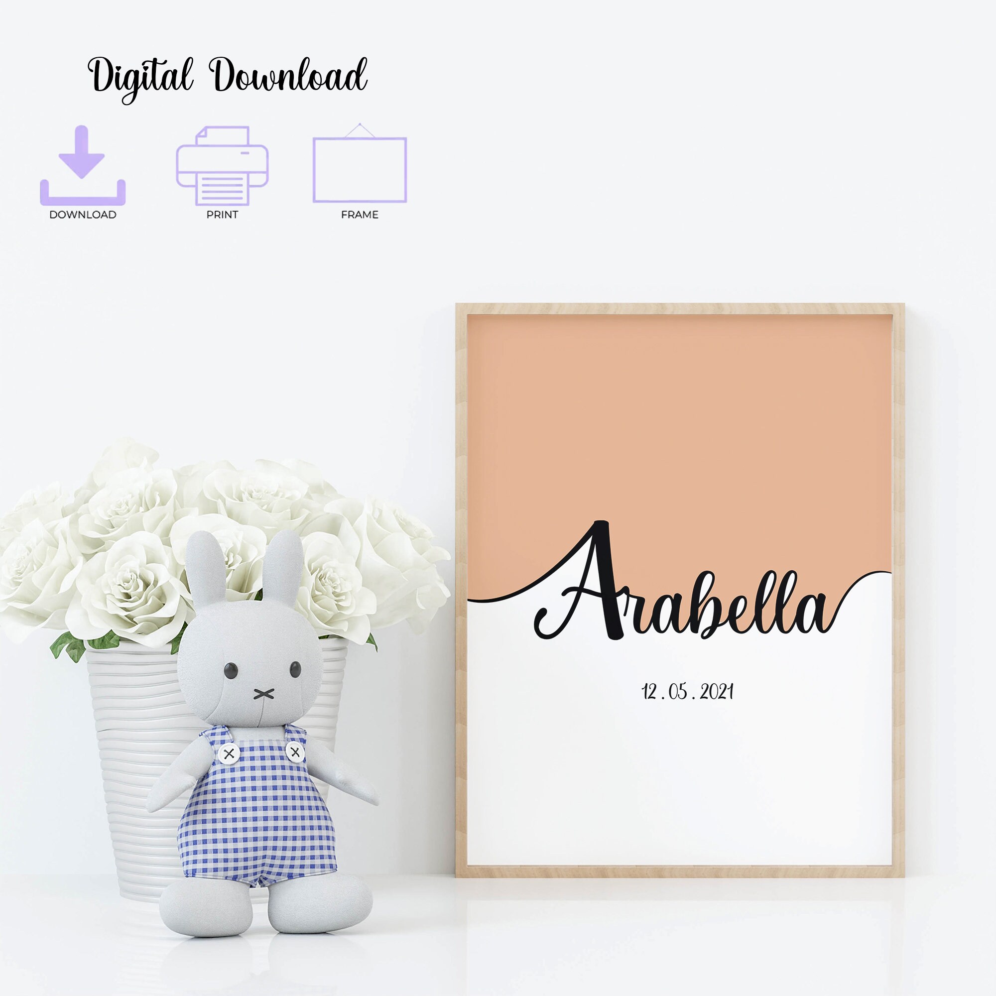 Printable Baby Name Sign Personalised Baby Gift for Nursery - Etsy