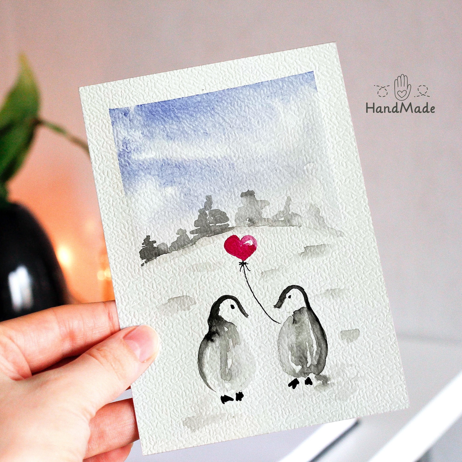 Penguin Love Card or Handmade - I Love You Cards - Penguin I Love You ...