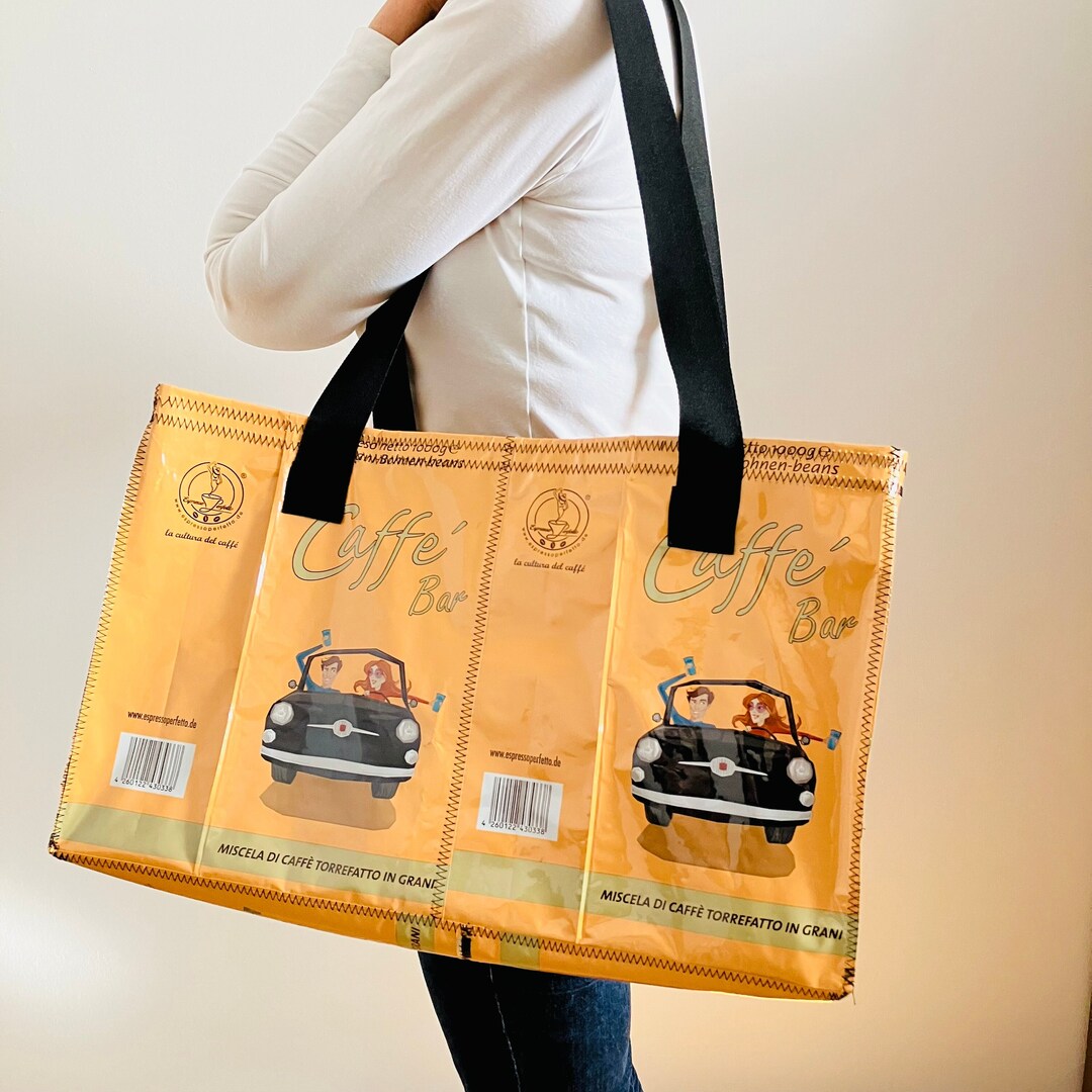 Large Orange Shopper Caffé Bar Upcycling Sustainable Shopping Bag ...