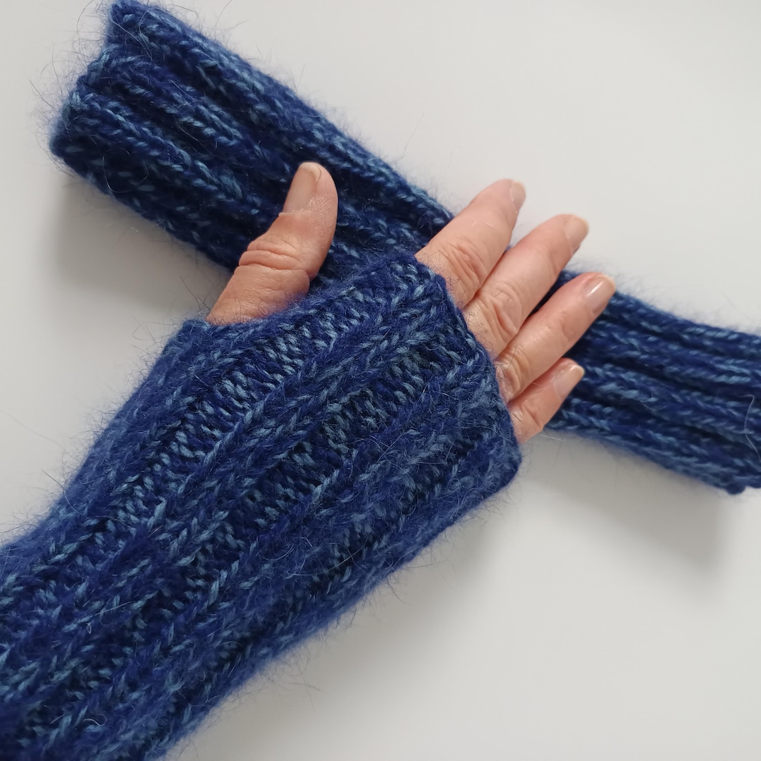 ANGORA BLUE MELATED Wrist Warmers, Wrist Warmers, Wrist Warmers, Hand ...