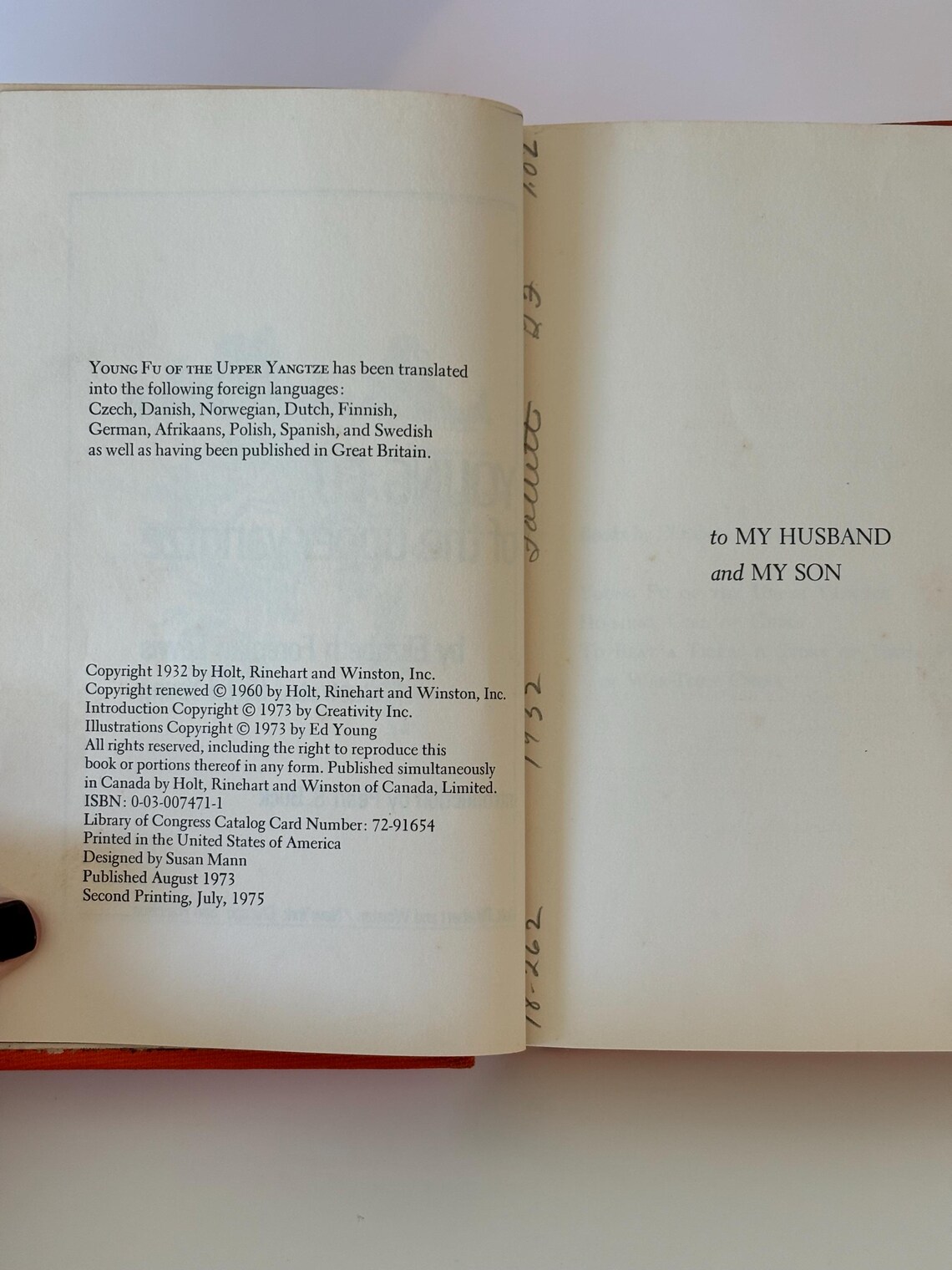 Young Fu of the Upper Yangtze, by Elizabeth Foreman Lewis, 1975 Second ...