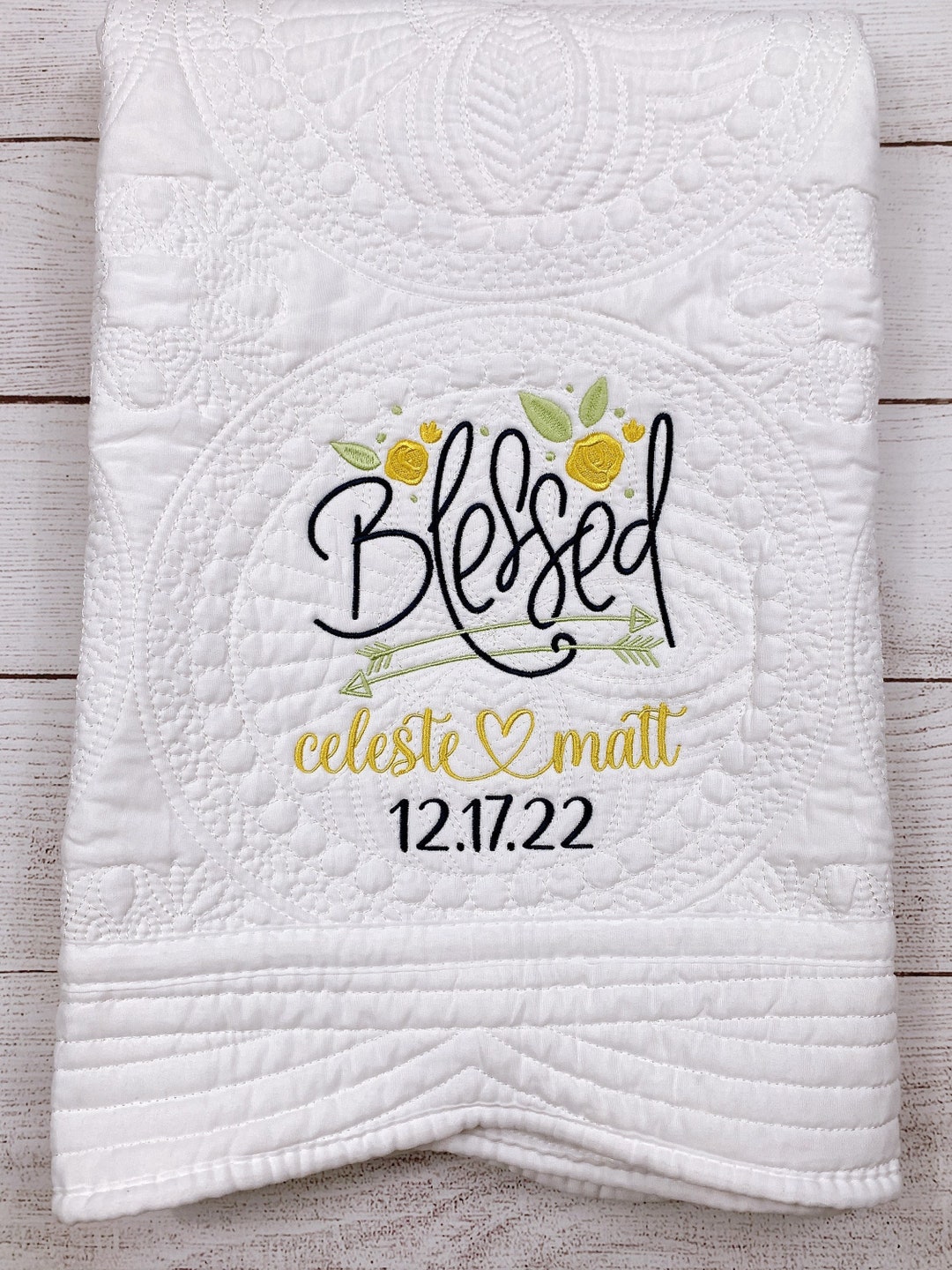Personalized Heirloom Wedding/anniversary Quilt, Custom Name Blanket, Bible Verse Quilt - Etsy