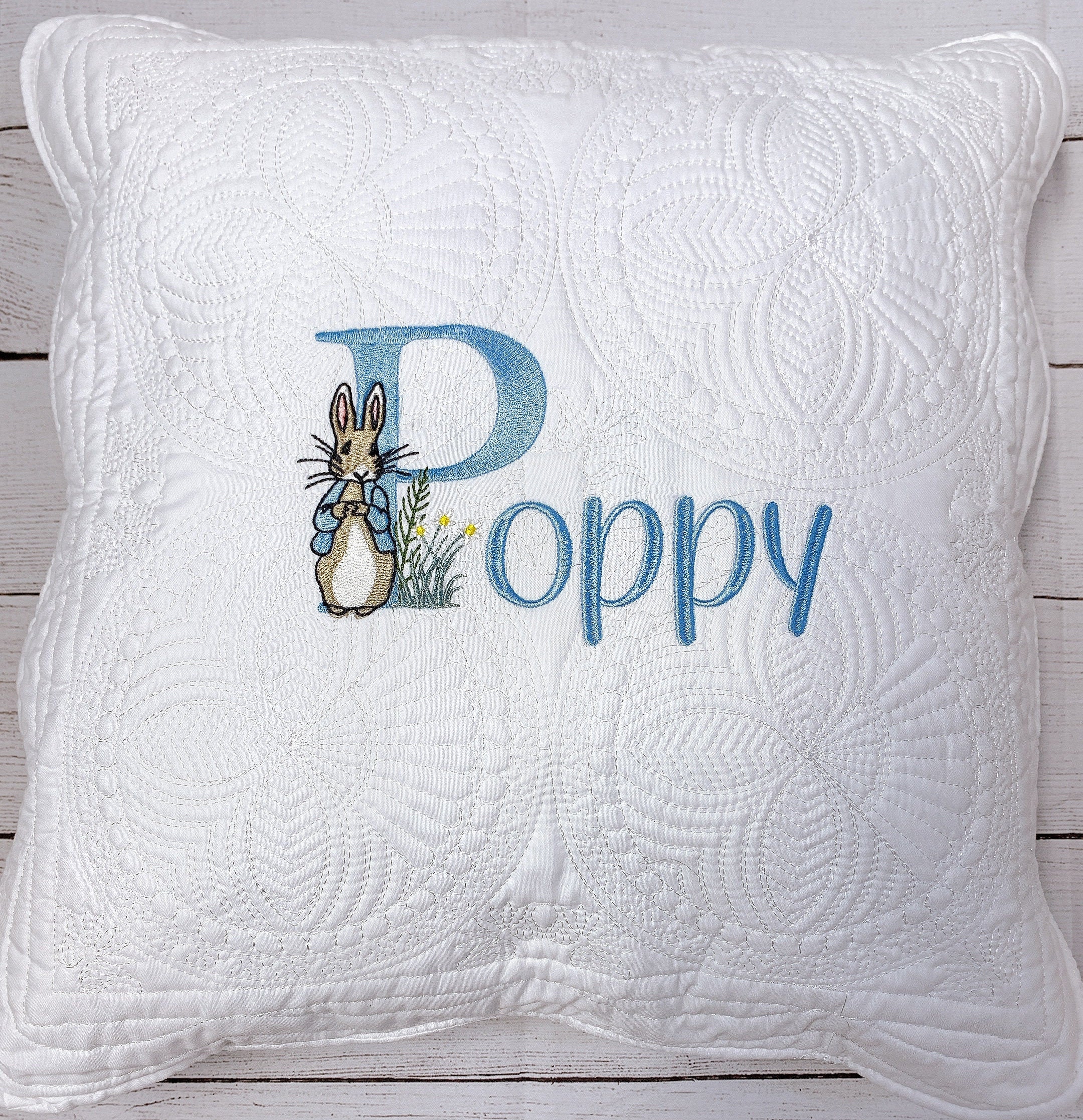 Custom Quilted Pillow COVER Peter Rabbit Personalized - Etsy