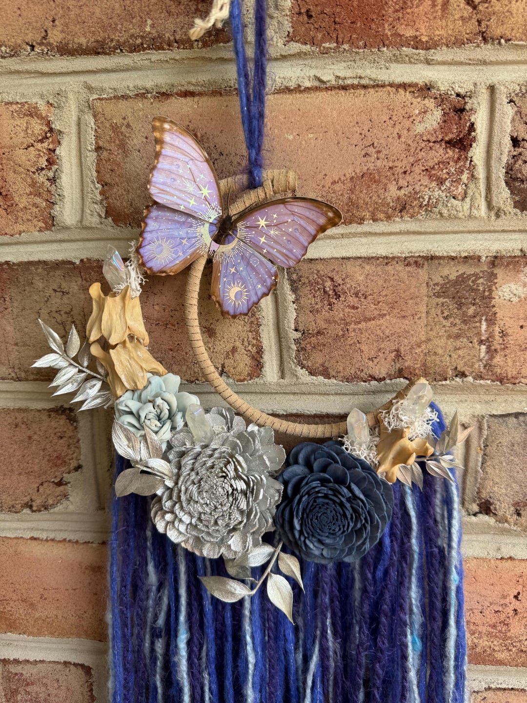 Coyote Vertebrae & Celestial Morpho Butterfly Moth W/ Angel Aura Quartz ...