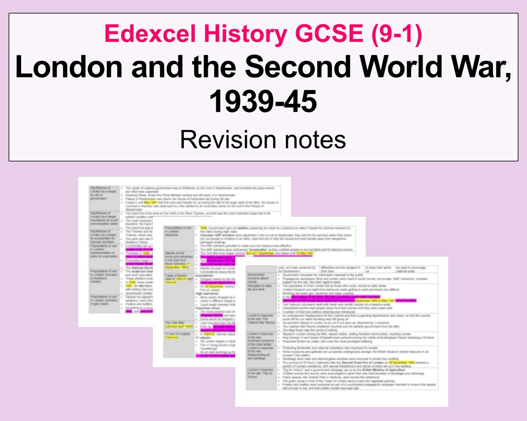Edexcel History GCSE Revision Notes: London and the Second World War ...