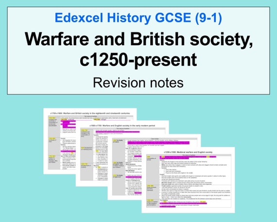 Edexcel History GCSE Revision Notes: Warfare and British - Etsy