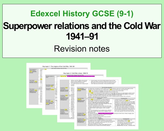 Edexcel History GCSE Revision Notes: Superpower Relations and | Etsy UK