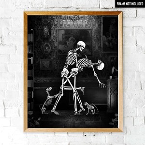 Best Friends. Art Print. Dark Romantic Skeletons Dancing, Skeleton Dog ...