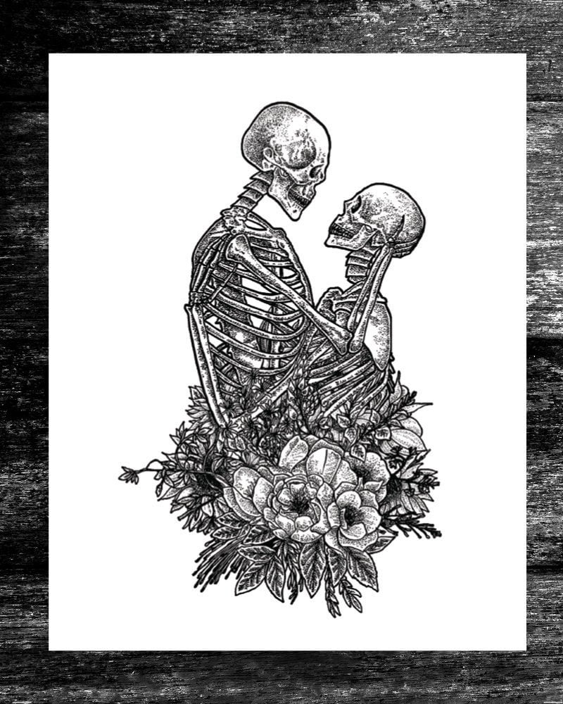 Skeleton Love. Art Print 8x10. Skeleton romantic | Etsy