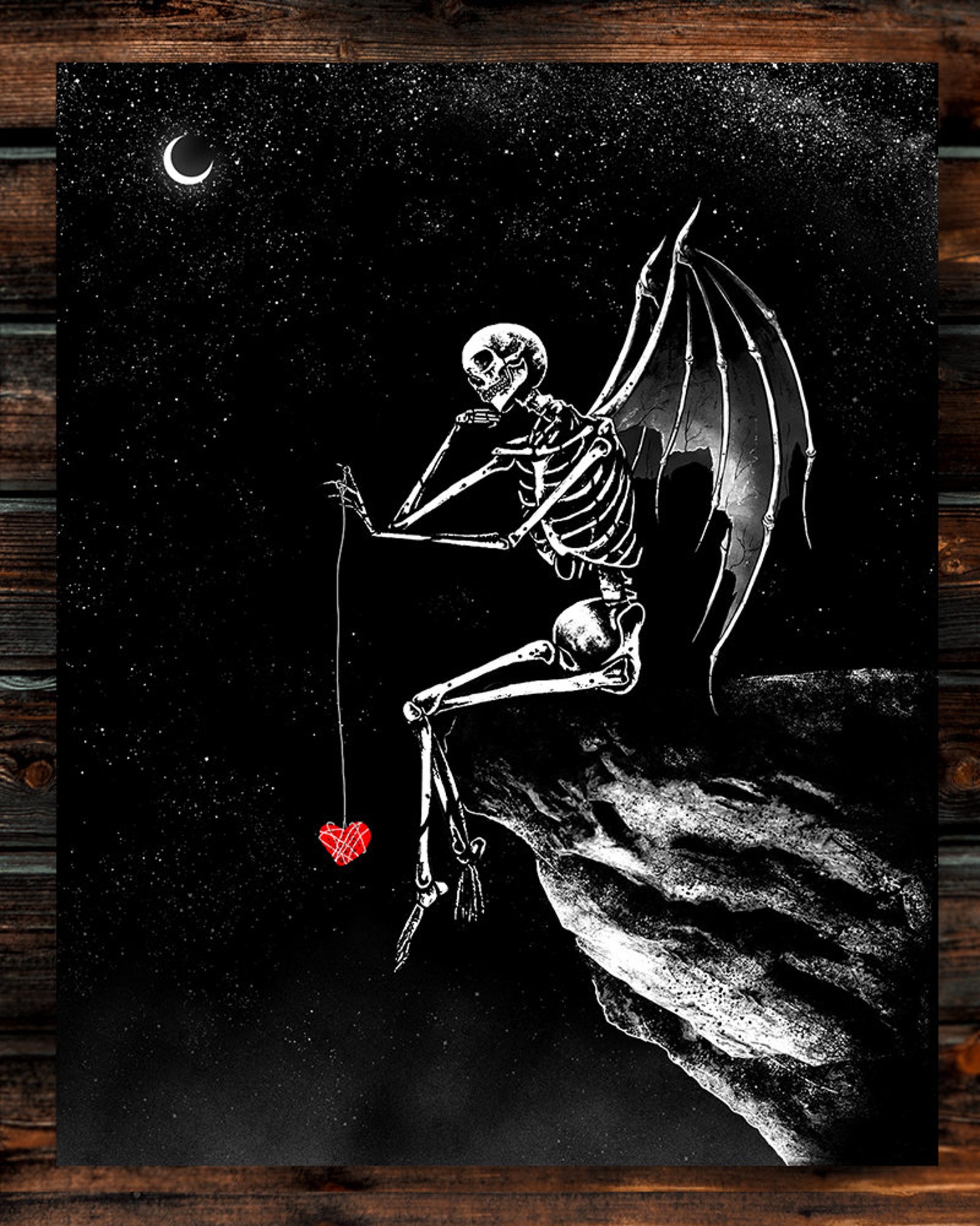 Skeleton Swinging Heart. Art Print. Skeleton, Dark Romance, Demon ...
