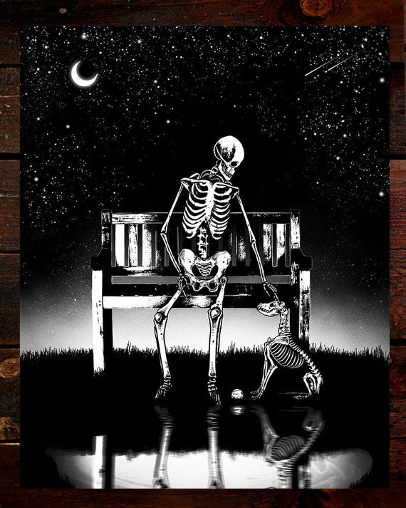 Best Friends Till the End. Art Print. Skeleton Dog Surreal | Etsy