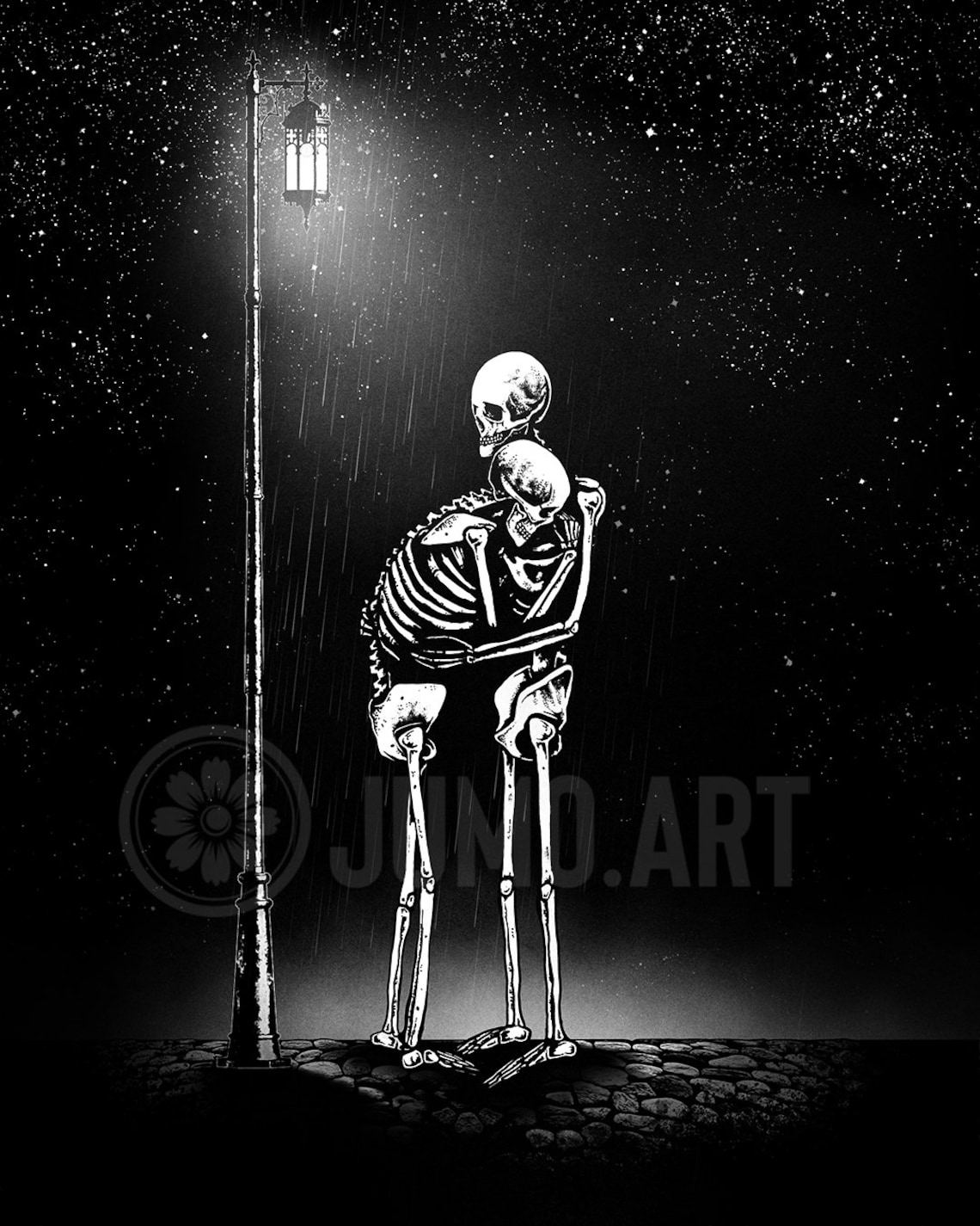 Here for You. Art Print. Skeletons Hugging Emotional Dark | Etsy