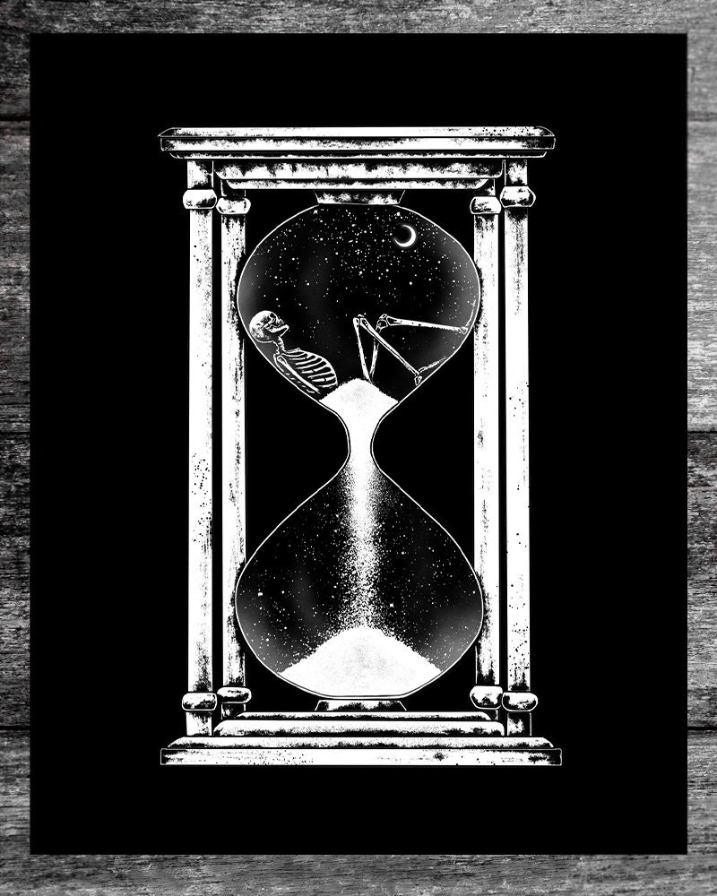 Out of Time. Art Print. Skeleton Hourglass Dark Art Gothic - Etsy