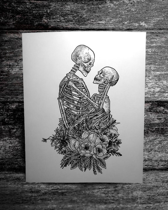 Skeleton Love. Art Print 8x10. Skeleton romantic | Etsy