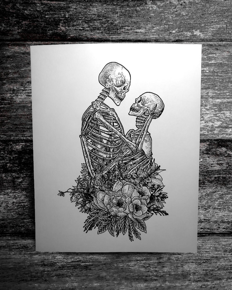 Skeleton Love. Art Print 8x10. Skeleton romantic | Etsy