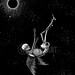 Fallen. Art Print. Angel Skeleton Falling From Sky. Eclipse, Sun and ...
