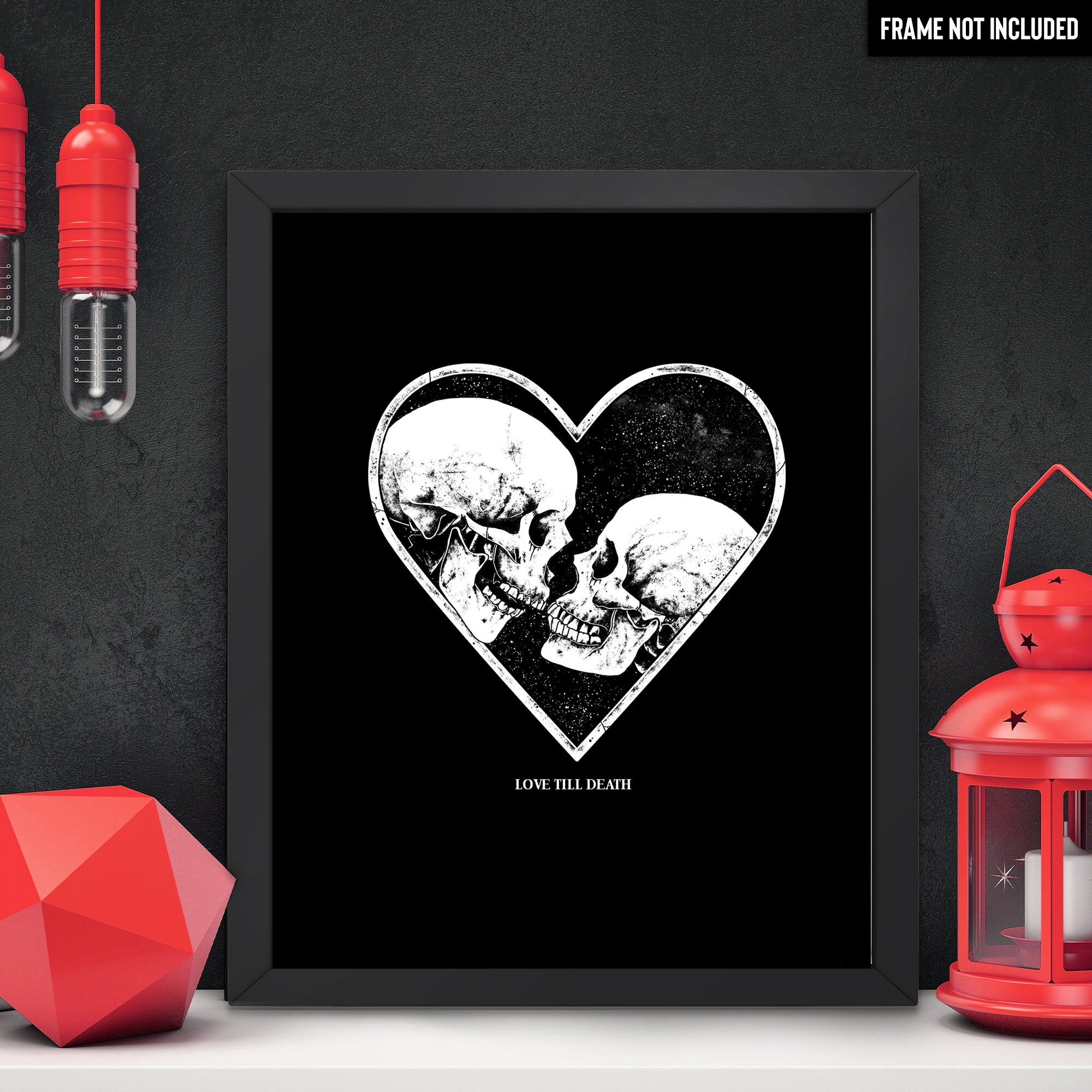 Love Till Death. Art Print. Dark Romantic Heart Shaped Skull - Etsy