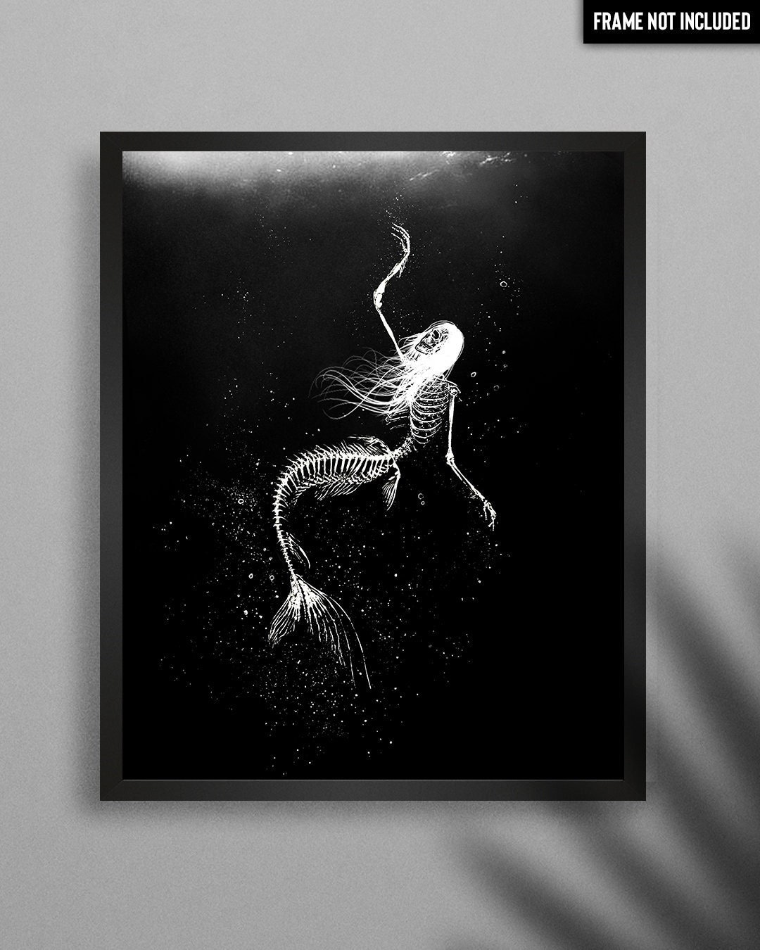 Siren. Art Print. Skeleton Dark Mermaid, Skull Art, Surreal Gothic Home ...