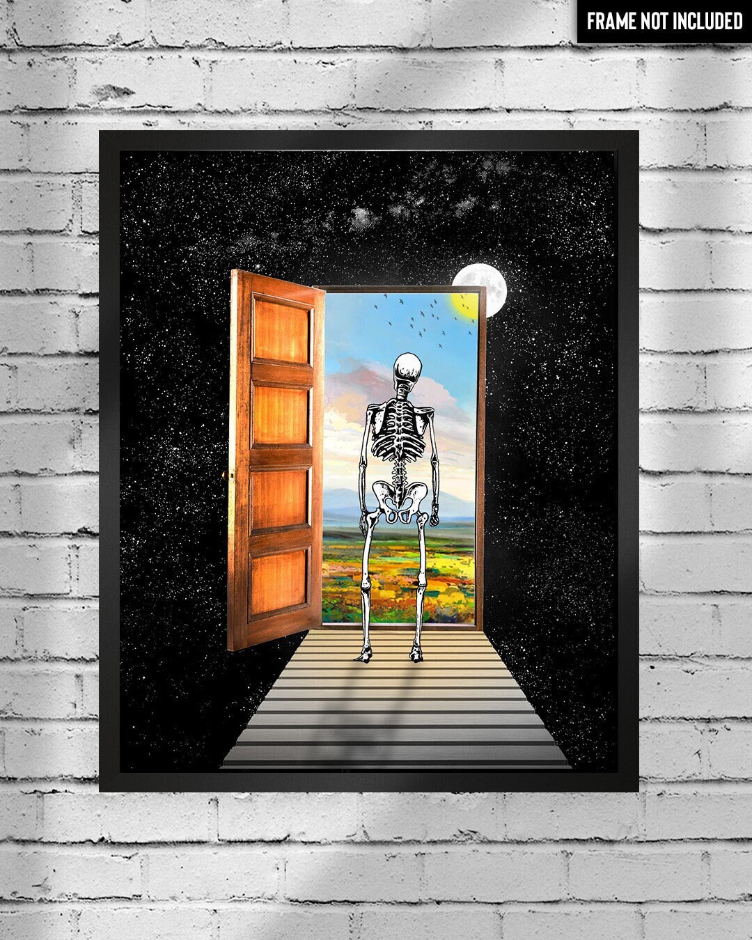 New Horizons. Art Print. Skeleton, Sun, Moon, Door, Fresh Start, Day ...