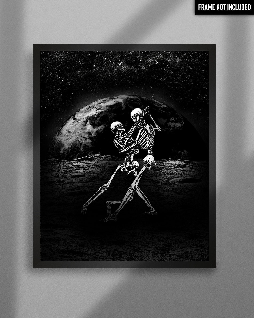Moondance II. Art Print. Skeletons Dancing, Moon, Earth, Surreal, Skull ...