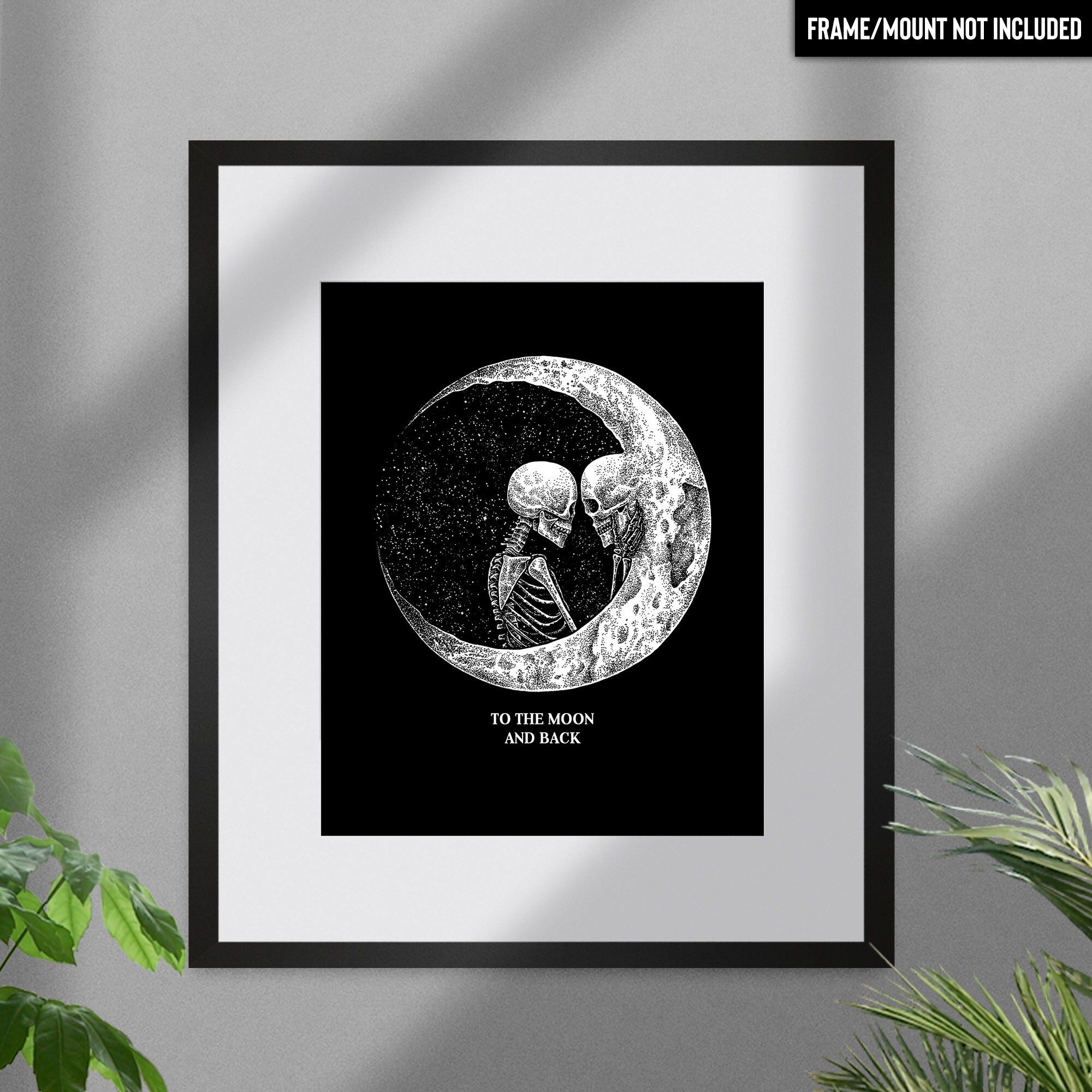 To the Moon and Back. Art Print. Dark Romantic Skeleton Moon - Etsy