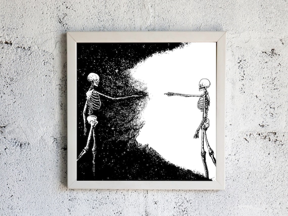 Never Alone. Art Print 8x8. Skeleton Illustration. | Etsy