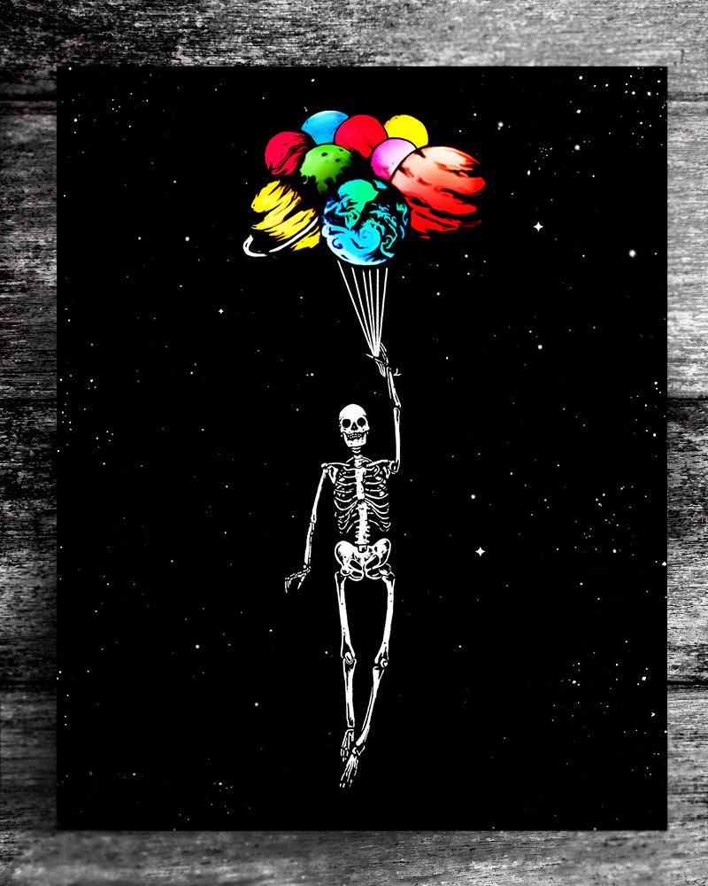 Floating Away. Art Print 8x10. Skeleton Floating Away - Etsy