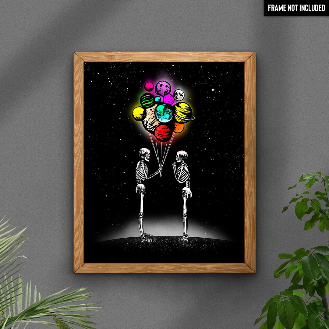 For You. Art Print. Romantic Skeletons, Space, Cosmos, Planets, Gift ...