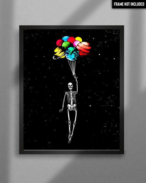 Floating Away. Art Print 8x10. Skeleton Floating Away - Etsy