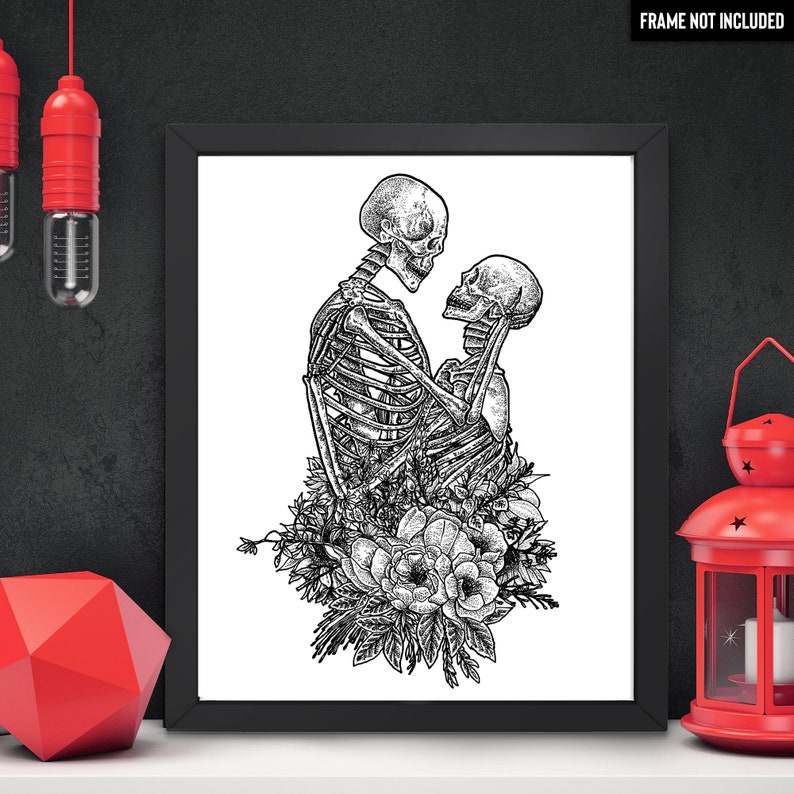 Skeleton Love. Art Print 8x10. Skeleton Romantic - Etsy