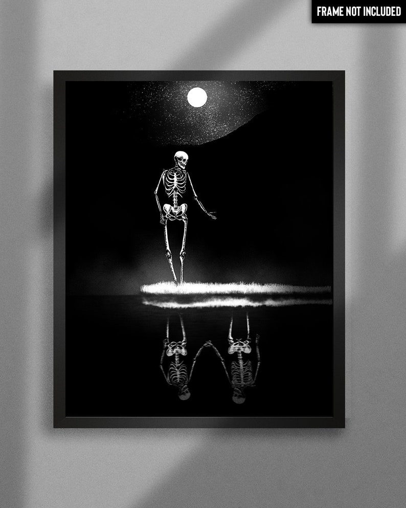 Missing You. Art Print. Skeleton Illustration Skull Dark Art. - Etsy