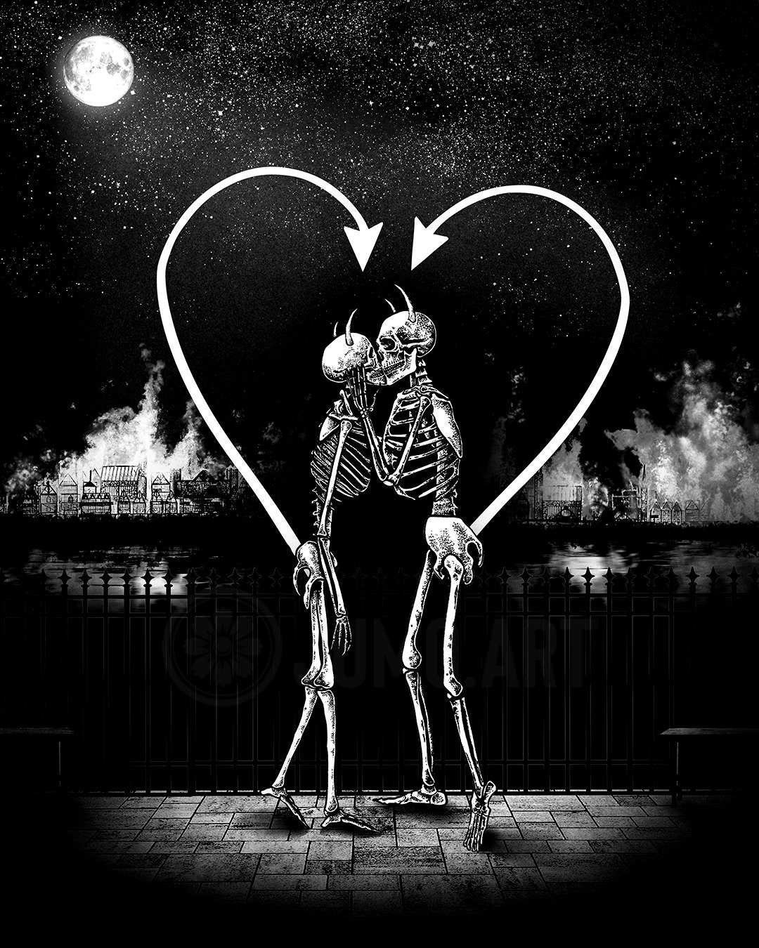 Let It Burn. Art Print. Skeleton Love Devil Fire Passion - Etsy