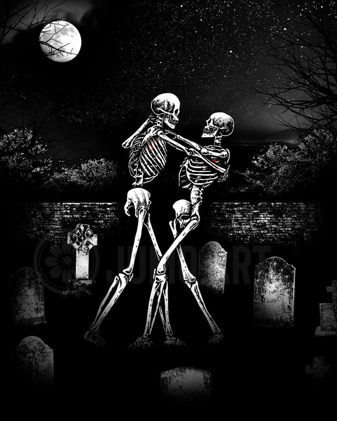 Dance the Night Away. Art Print. Skeletons Dancing Cemetary - Etsy UK
