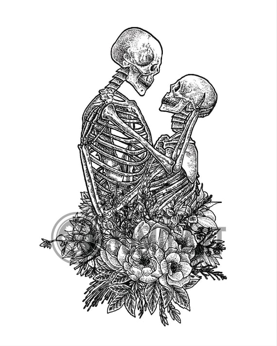 Skeletons In Love Drawing