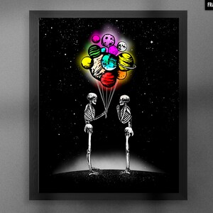For You. Art Print. Romantic Skeletons, Space, Cosmos, Planets, Gift ...