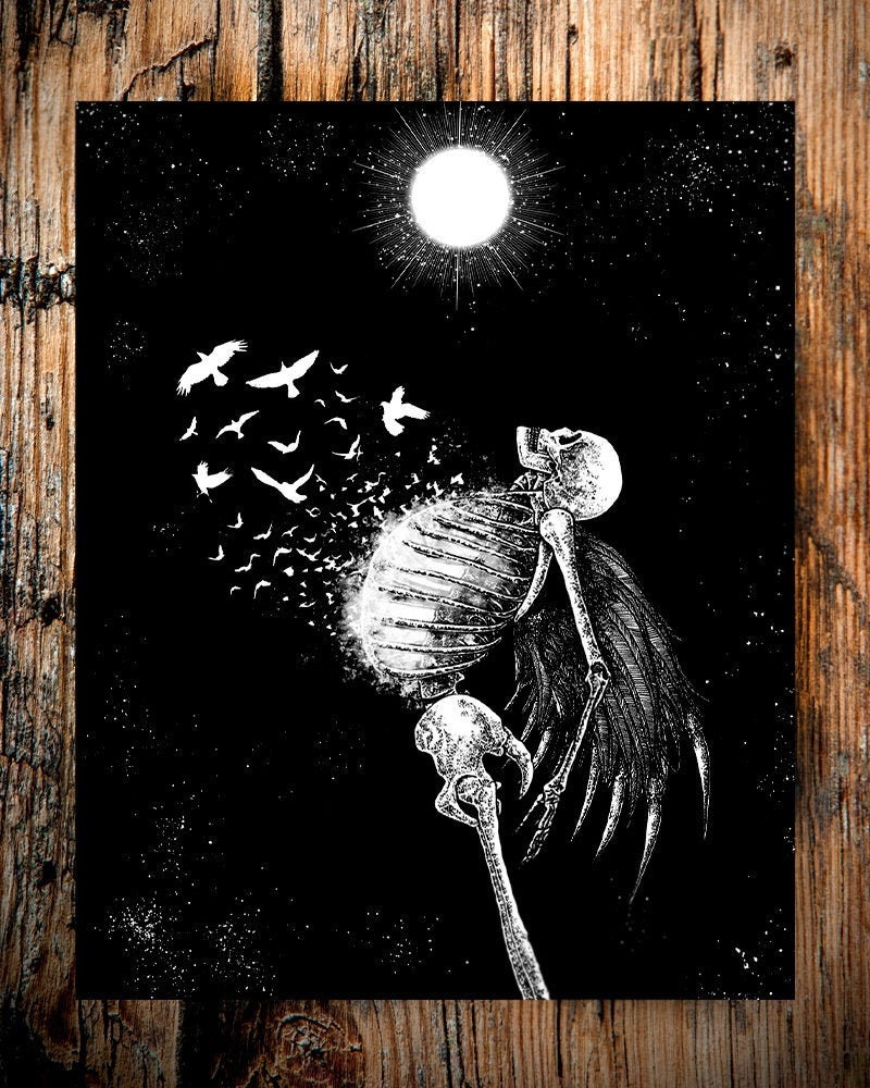 Reborn. Art Print 8x10. Skeleton illustration. | Etsy