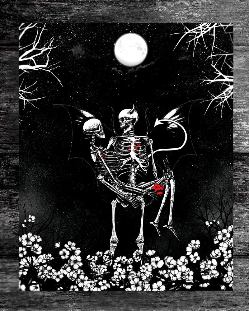 Love is the Devil. Art Print. Skeleton Dark Romance Heaven - Etsy UK