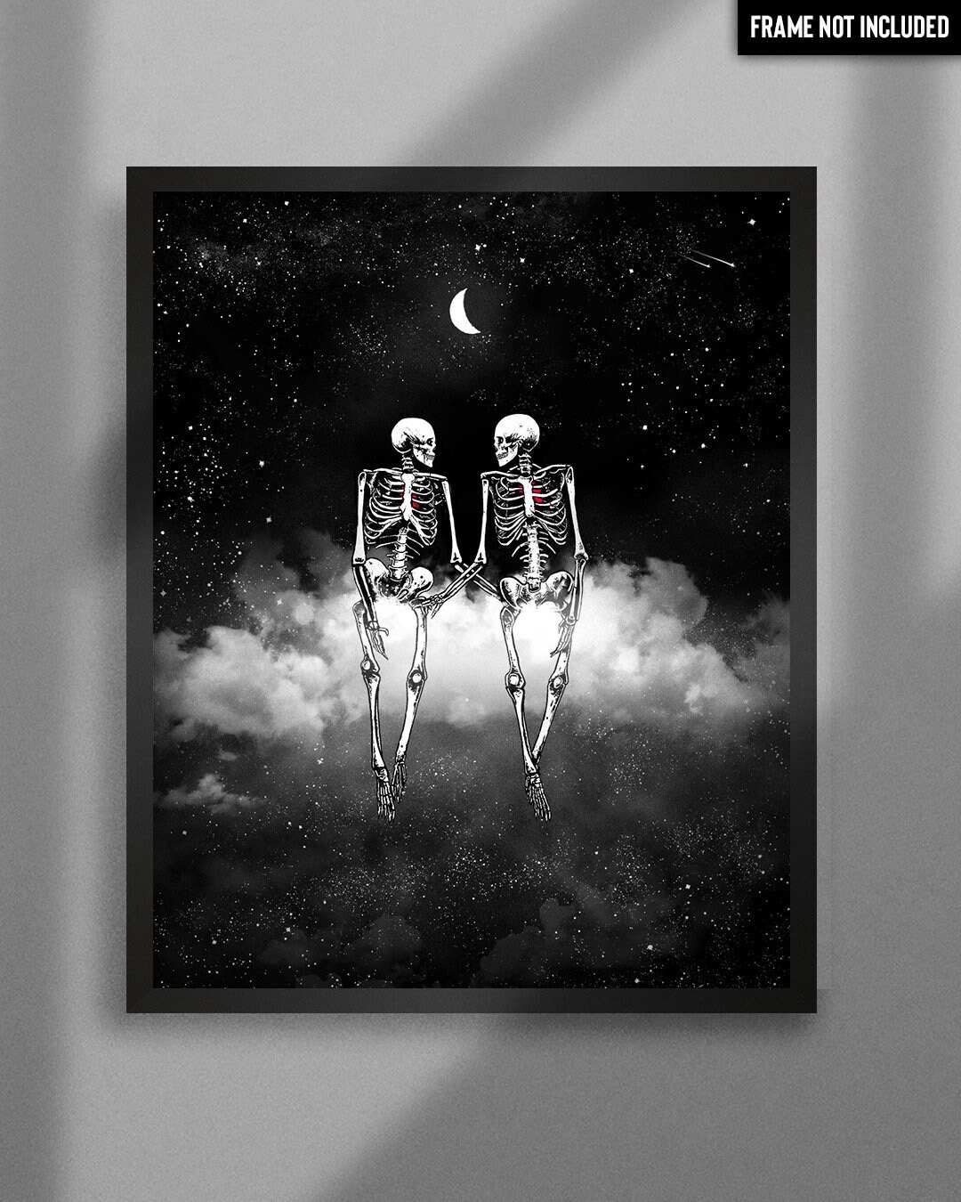 Ever After. Art Print. Skeletons Sitting on Clouds, Surreal Romantic ... Ever After. Art Print. Skeletons Sitting on Clouds, Surreal Romantic ...