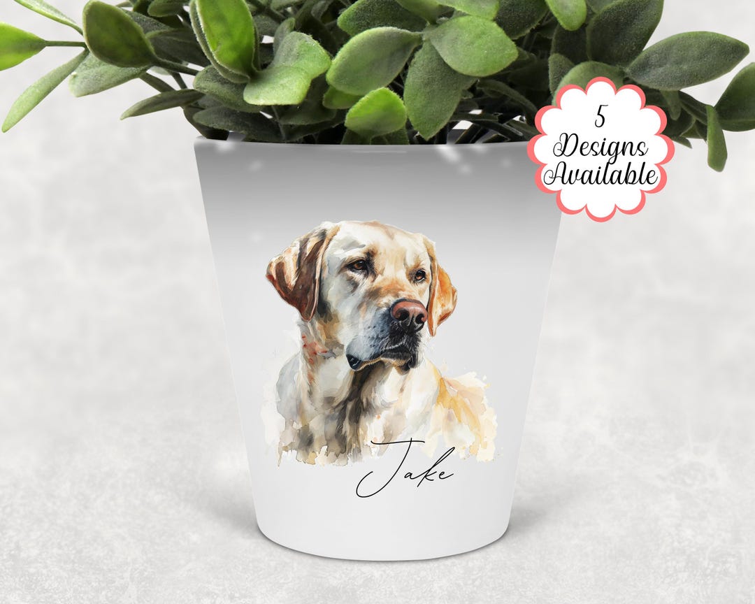 Yellow Labrador Printed Plant Pot, Dog Pen Pot / Makeup Brushes Holder ...