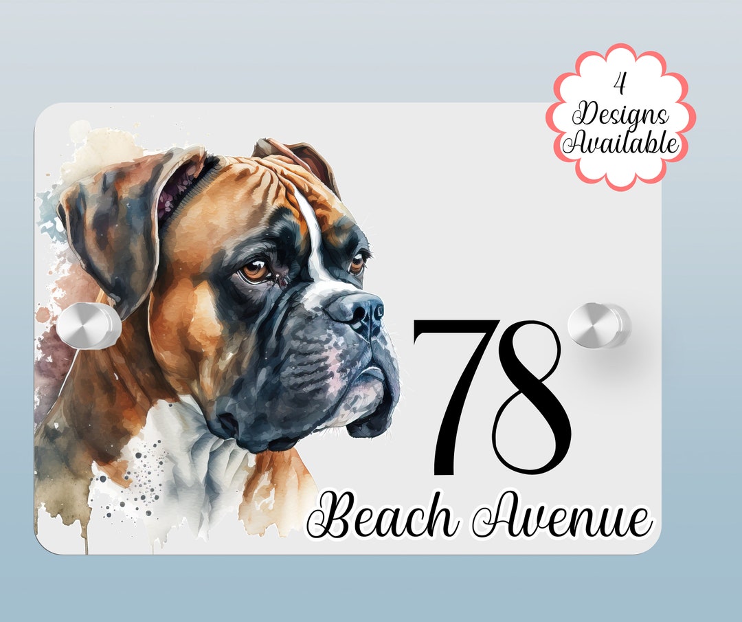 Watercolour Acrylic Boxer House Sign. House Number. House Sign. New ...