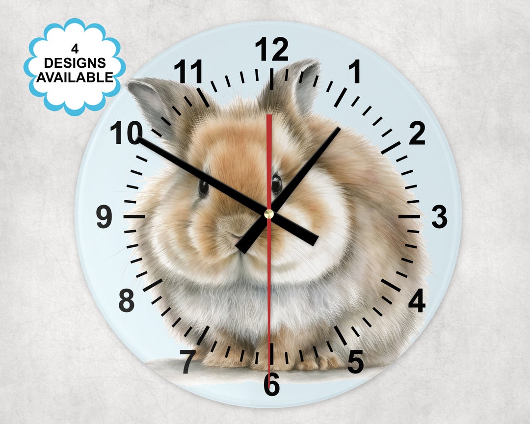 Elegant Glass Watercolour Floral Rabbit Wall Clock A Charming Addition ...