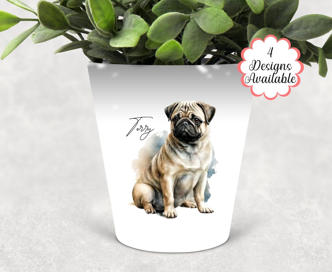 Personalised Pug Plant Pot, Dog Pen Pot / Makeup Brushes Holder - the ...
