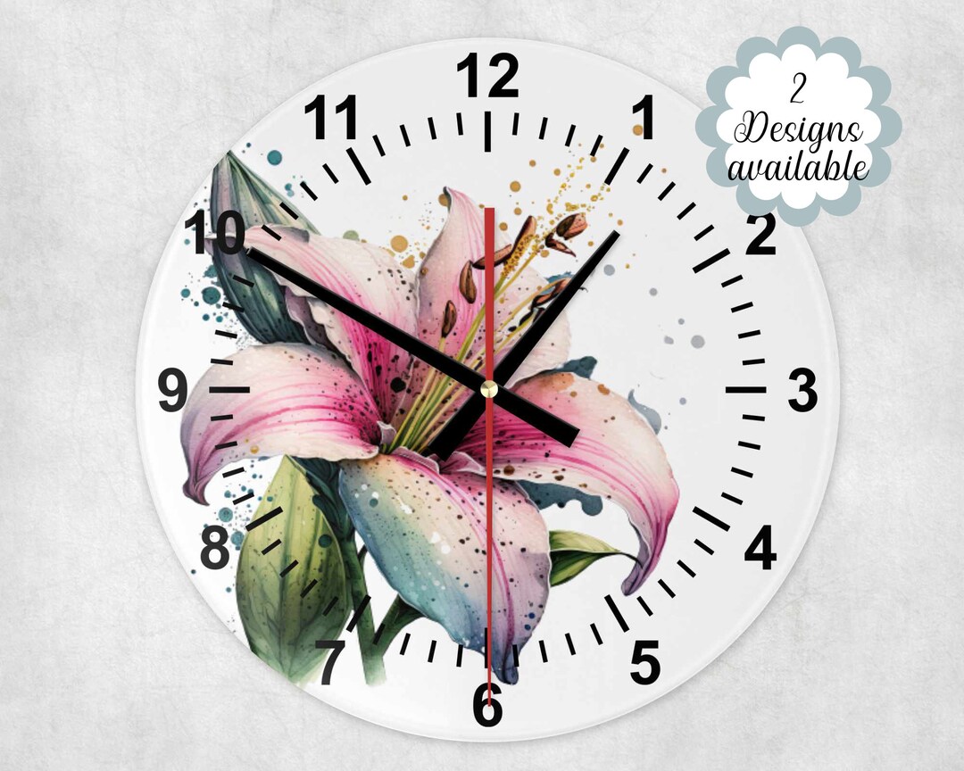 Elegant Glass Watercolour Lily Wall Clock - A Blossoming Home Décor ...