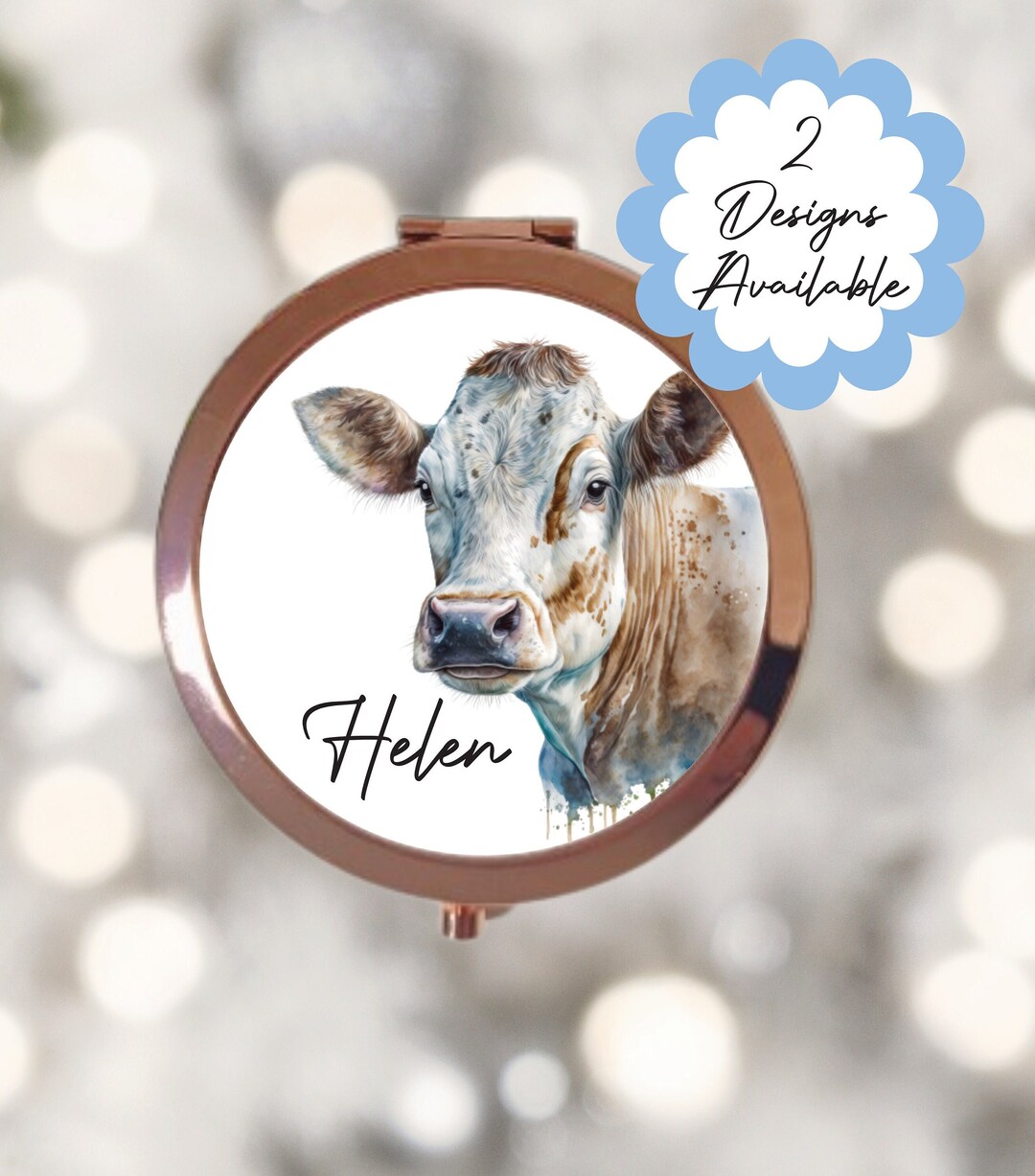 Personalised Dairy Cow Rose Gold Compact Mirror Personalized - Etsy