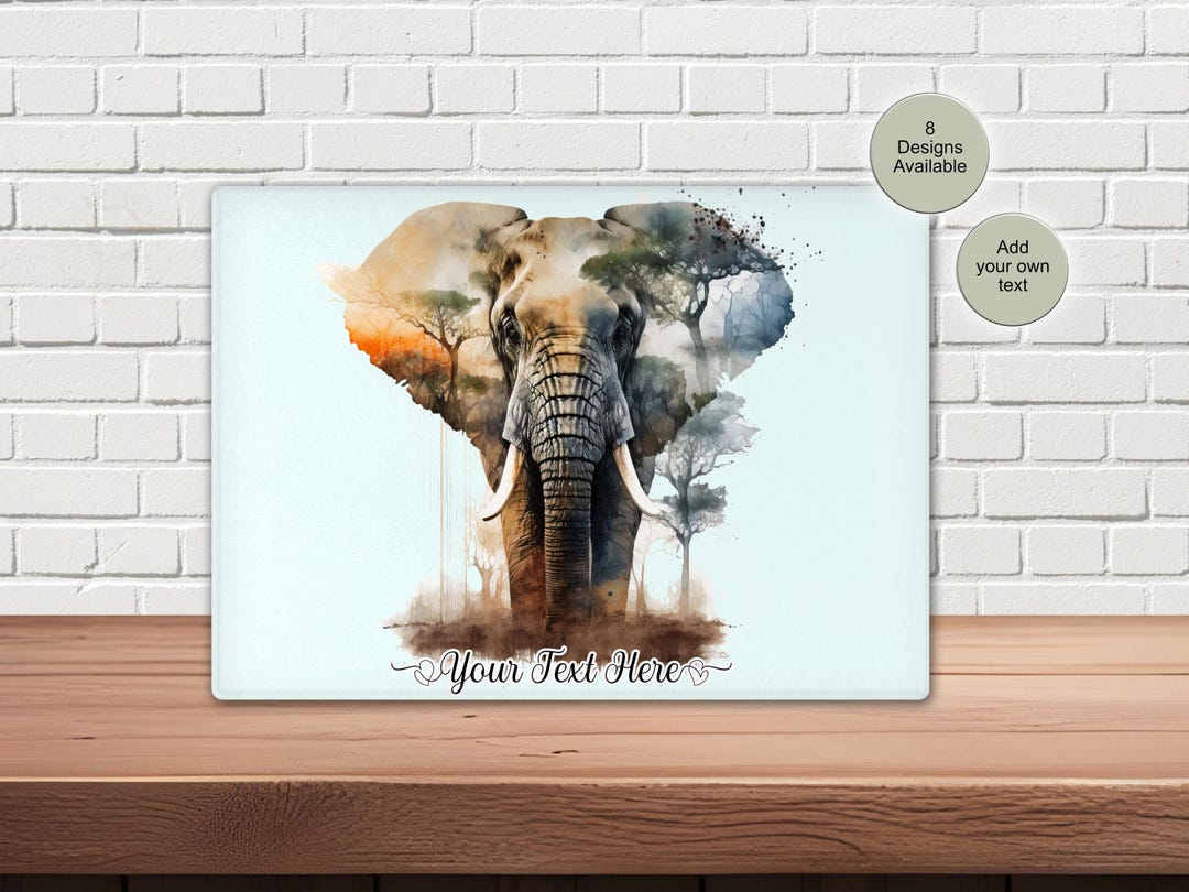 Personalised Elephant Glass Chopping Board – Unique Cheese Board ...