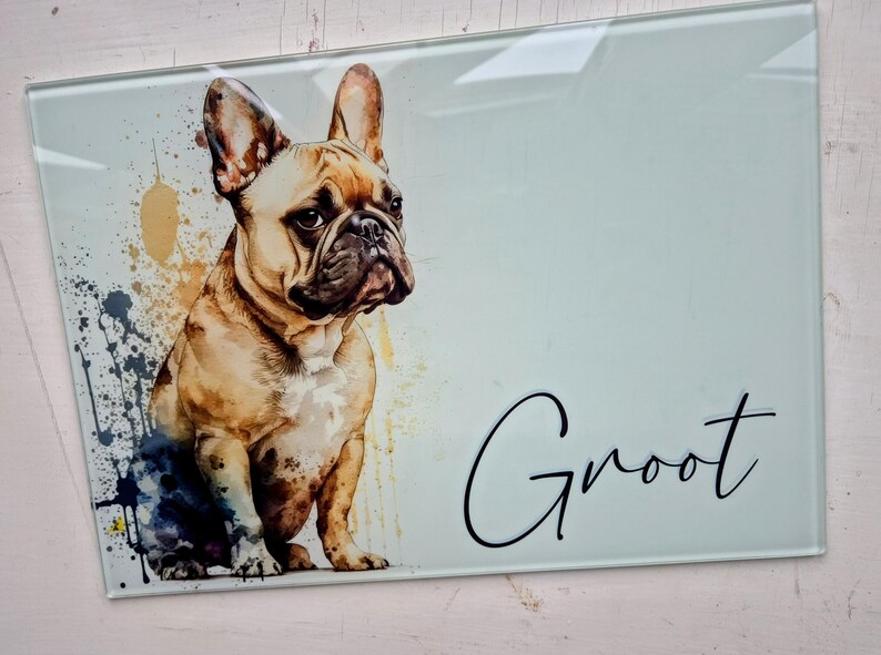 Personalised French Bulldog Glass Chopping Board – Cheese Platter ...